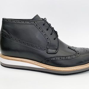 SCARPETTO | Shoes | Black Wingtip Derby Leather Half Boots | Poshmark